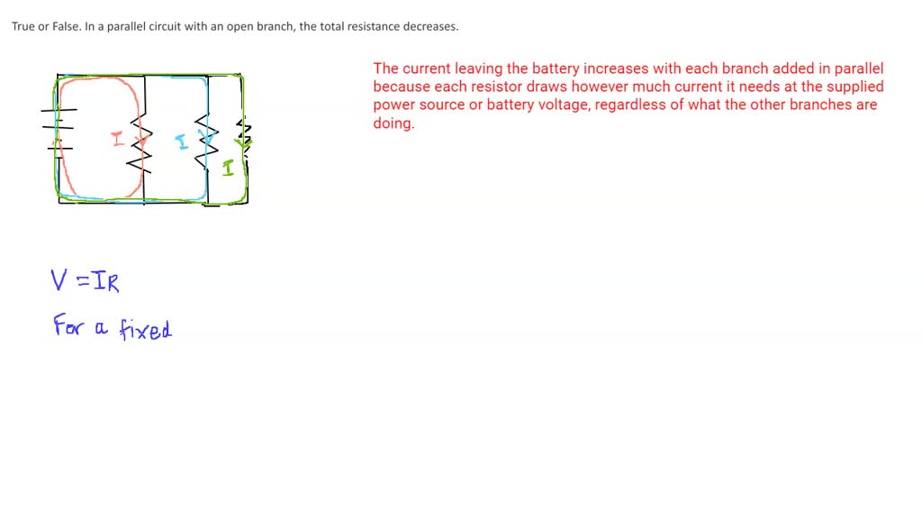 SOLVED: True or False. In a parallel circuit with an open branch, the ...