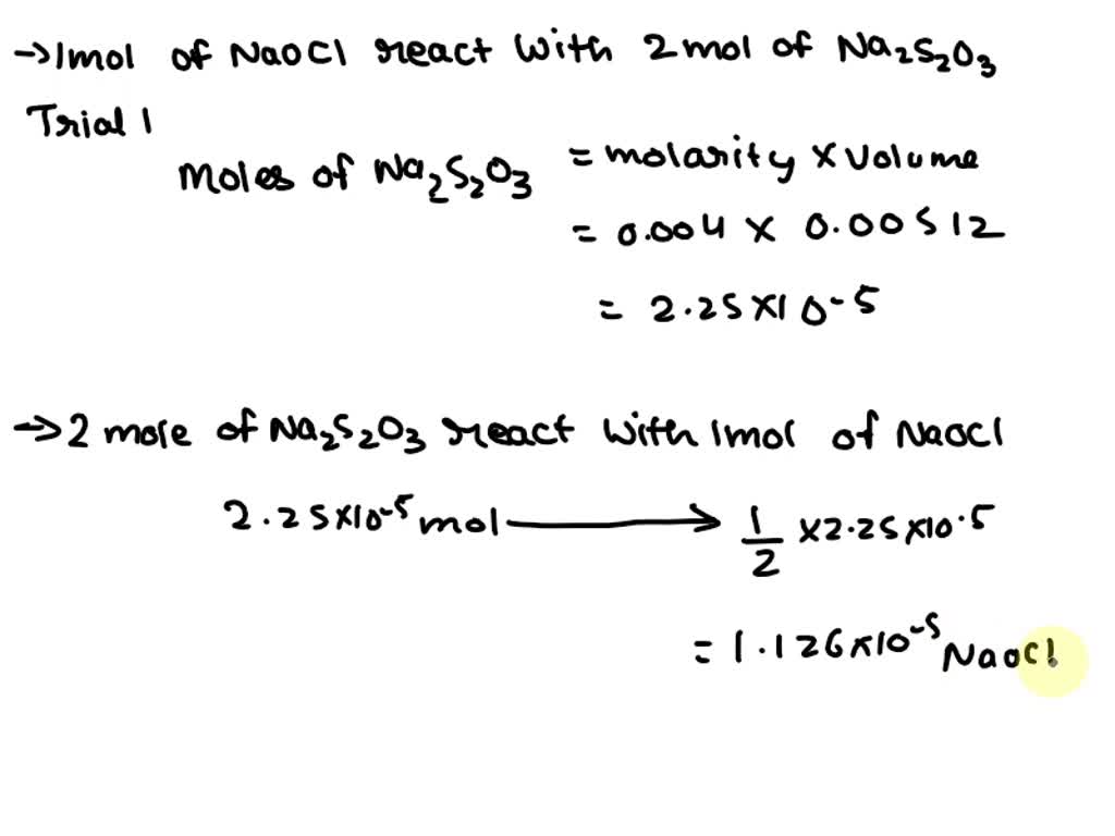 SOLVED: Oxidation-Reduction Titrations II: Analysis of Bleach ...