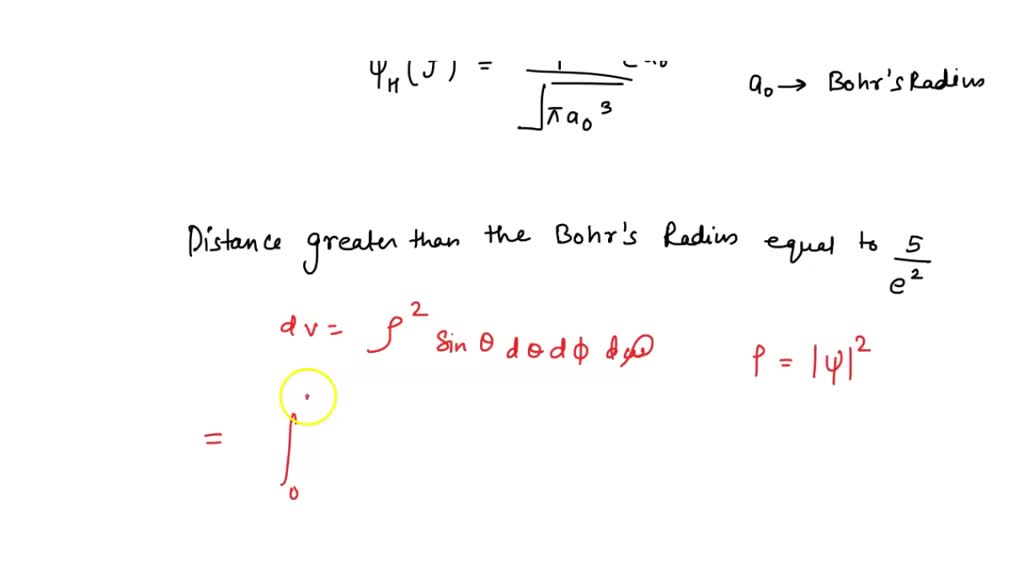 SOLVED: The wave function for the 1s state of an electron in the hydrogen atom is Î¨s (r) = Ae ...