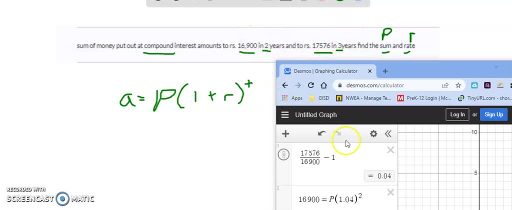 SOLVED: sum of money put out at compound interest amounts to rs. 16,900 ...