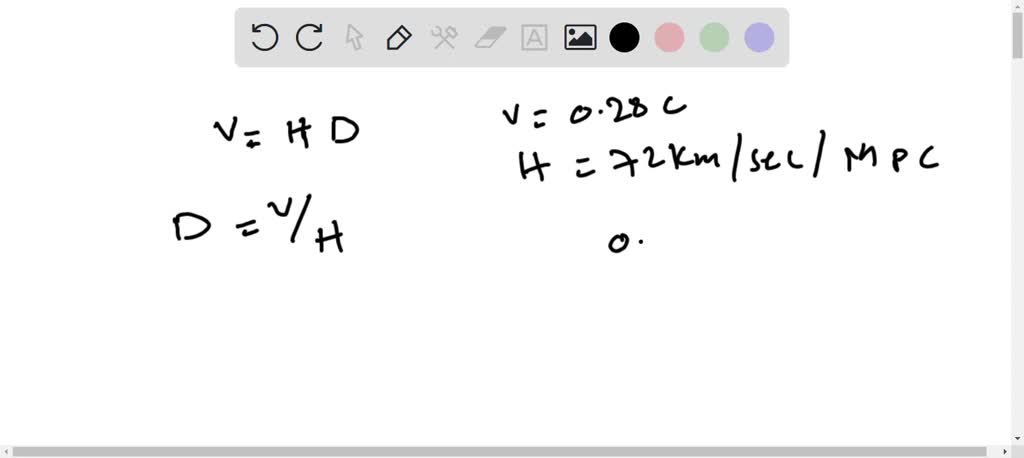 SOLVED: A galaxy has a velocity away from Earth of 6,276 km/s. About ...