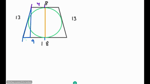 A circle can be inscribed in the trapezoid shown. Find the area of that ...