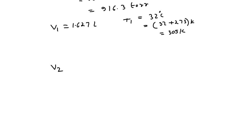 SOLVED: A sample of oxygen collected over water at 32.0 oC and 952 torr has a volume of 1.627 ...