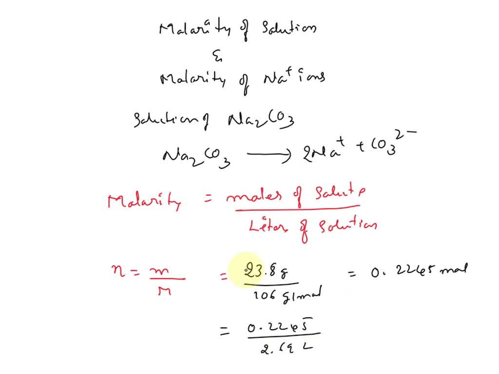 SOLVED: Calculate the molarity of a sodium carbonate solution if you dissolve 6.73 g of sodium ...