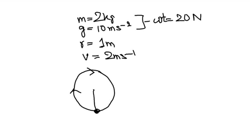 SOLVED: body of weight 20 N, mass 2 kg is moving in vertical circular motion with the help of a ...