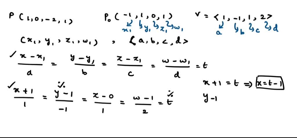 SOLVED: 'Determine the symmetric equation of the line through the point P= (2,4,1) with ...