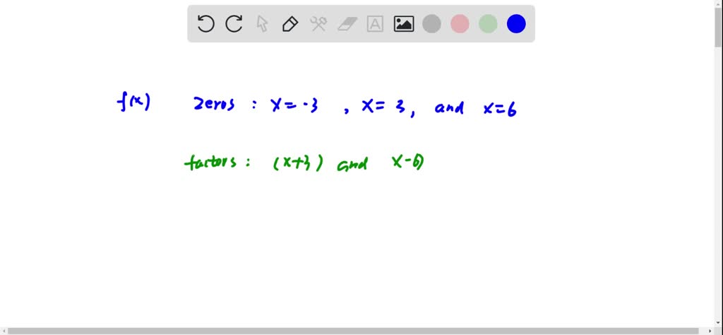 SOLVED: The graph of a polynomial f(x) with leading coefficient 1 and integer zeros is shown in ...