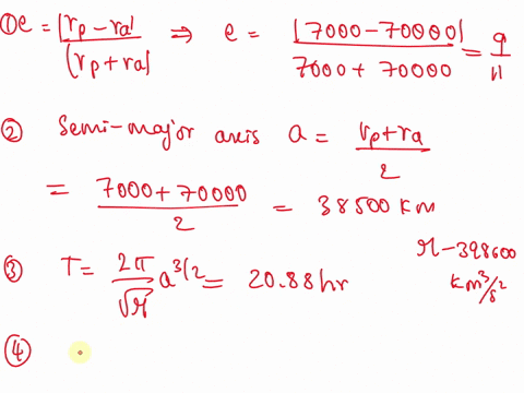 A satellite in orbit around the Earth has a semi-major axis...