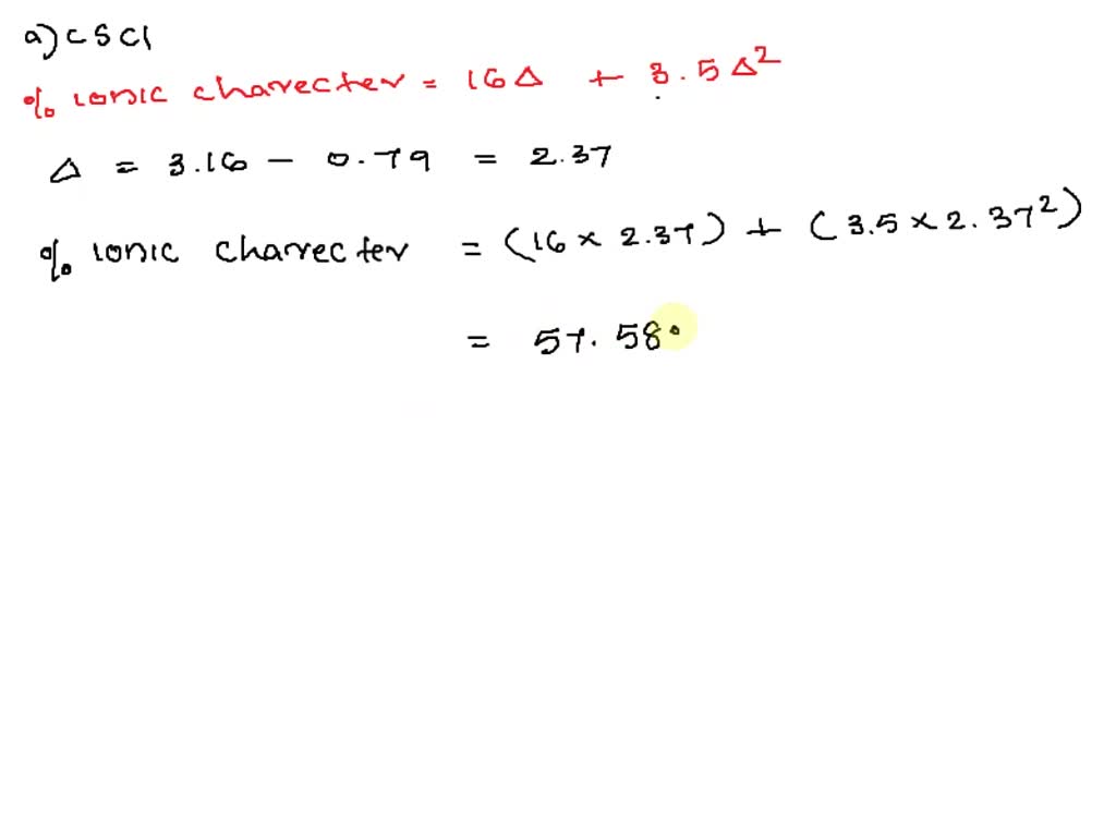 Solved Using The Figure Below Calculate The Percent Ionic Character