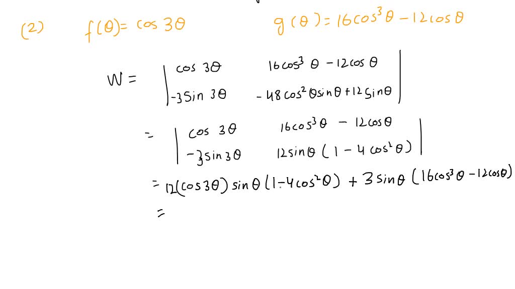 SOLVED: point) Are the functions f , g, and h given below linearly independent? f(x) ex + cos(9x ...
