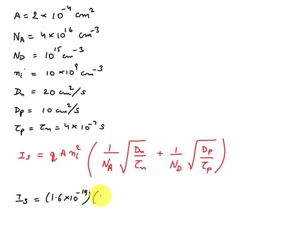 SOLVED: Q1 - Calculate the ideal reverse saturation current in a Si p-n ...