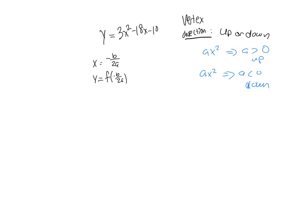 SOLVED: Determine the vertex and direction of opening of the parabola ...