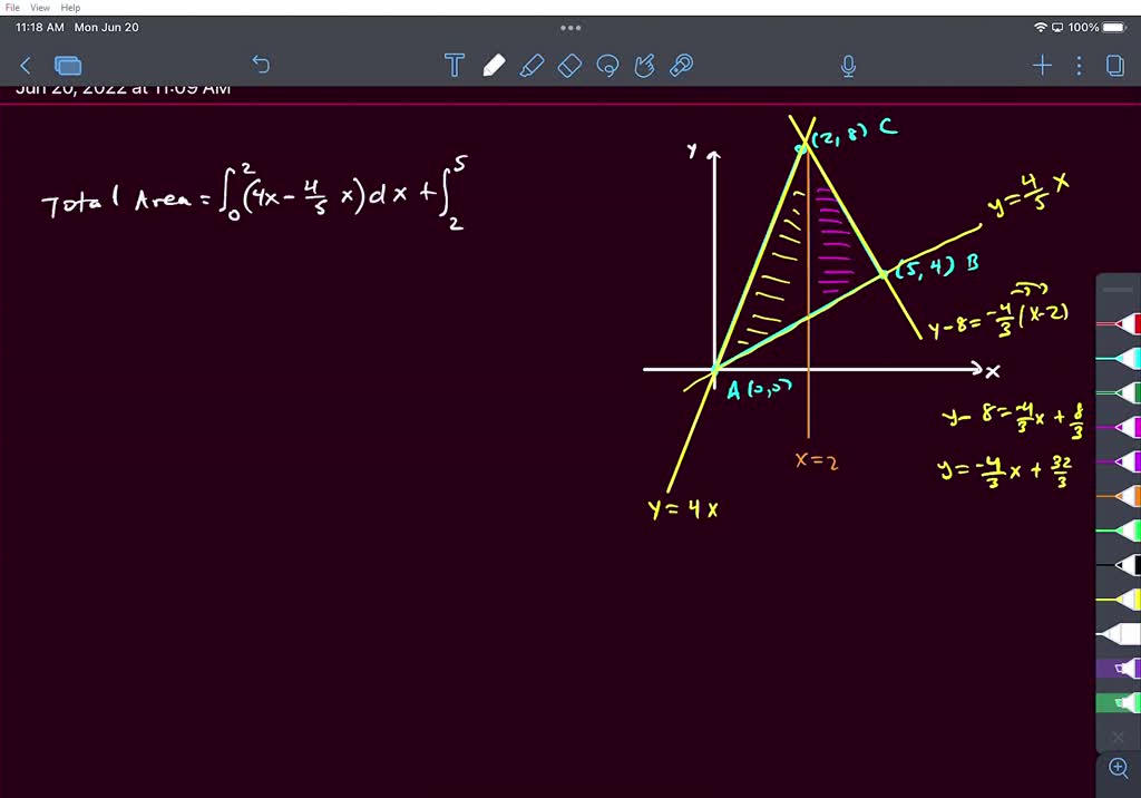 SOLVED: Q7 Using integration, find the area of the triangle joining the ... SOLVED: Q7 Using integration, find the area of the triangle joining the ...