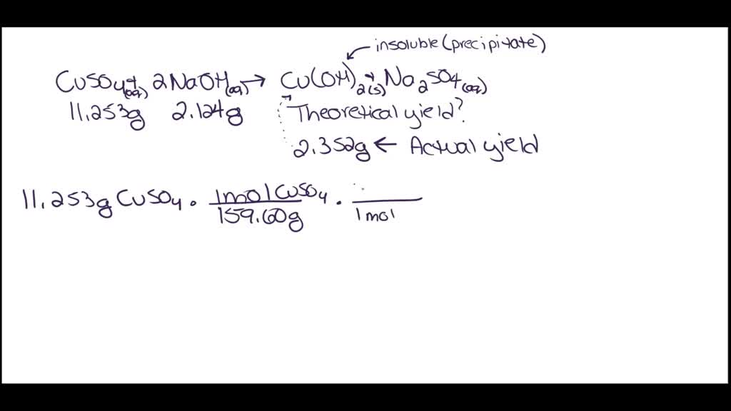 SOLVED: CuSO4(aq) + 2NaOH(aq) â†’ Cu(OH)2(s) + Na2SO4(aq) Using the ...