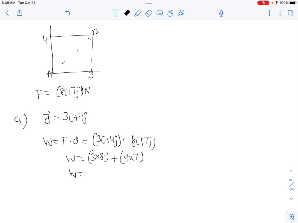 SOLVED: A particle moves from A to D in (Figure 1) while experiencing force Fâƒ— = (8i^ + 7j^) N ...