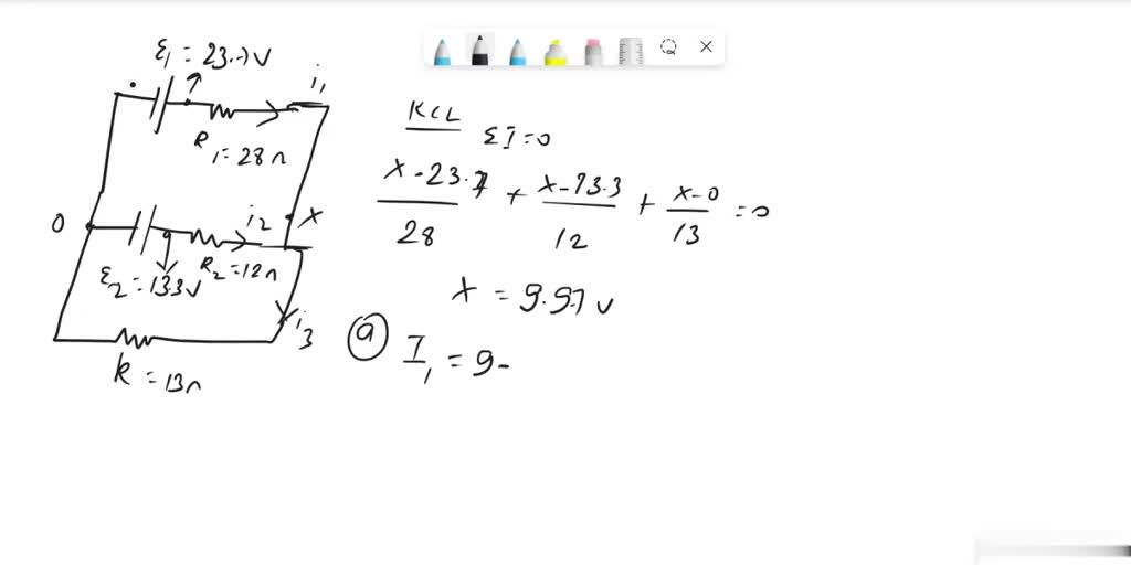 SOLVED: Consider the circuit shown in the figure, where 22.7V, 82 11.3V, and R = 13.00. (Due to ...