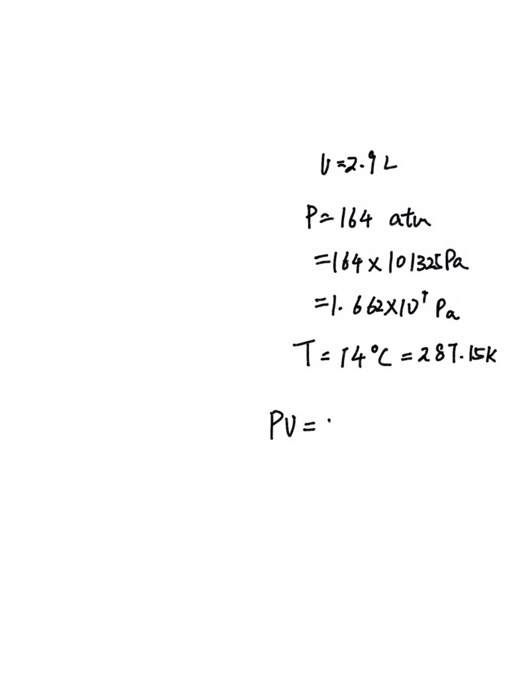 SOLVED: The ideal gas law can be used to solve for the number of moles ...