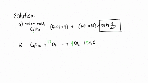 What is the molar mass of butane c4h10 calculate the mass of...
