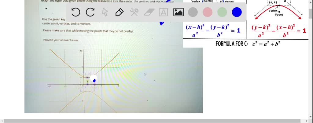 SOLVED: QUESTION 15 Point Graph the hyperbola given below using the transverse axis, the center ...