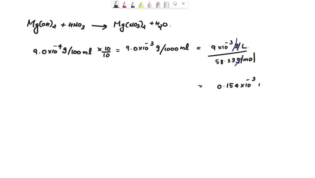 SOLVED: The solubility of magnesium hydroxide, Mg(OH)2, in water is 9.0 Ã— 10^â€“4 g/100 mL ...