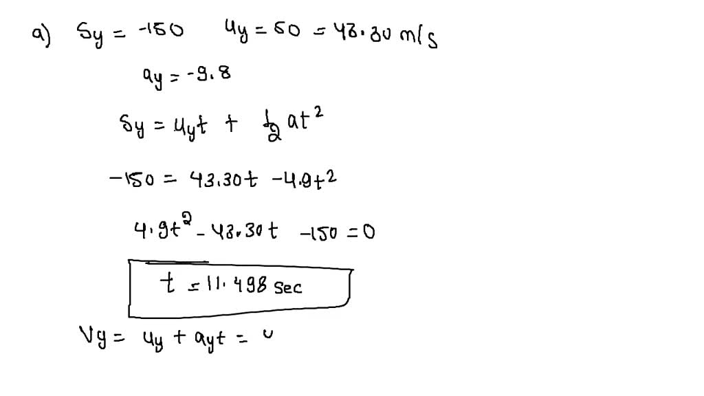 SOLVED: projectile is launched with an initial speed of 50m/s at an ...