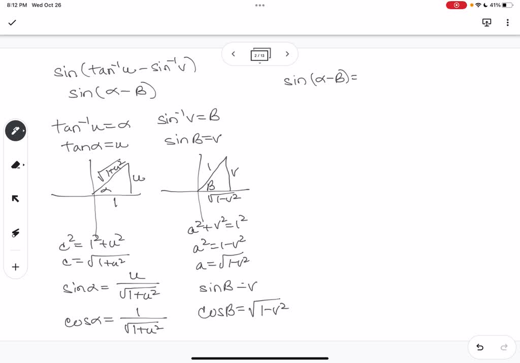 SOLVED: Write the trigonometric expression as an algebraic expression ...
