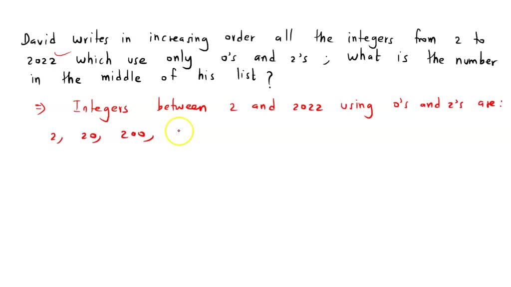 SOLVED: David writes in increasing order all the integers from 2 to ...