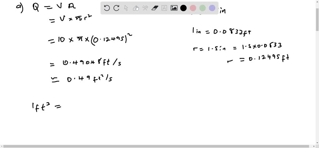 Water flows through a 3 inch diameter pipe at a velocity of 10 ft/s ...
