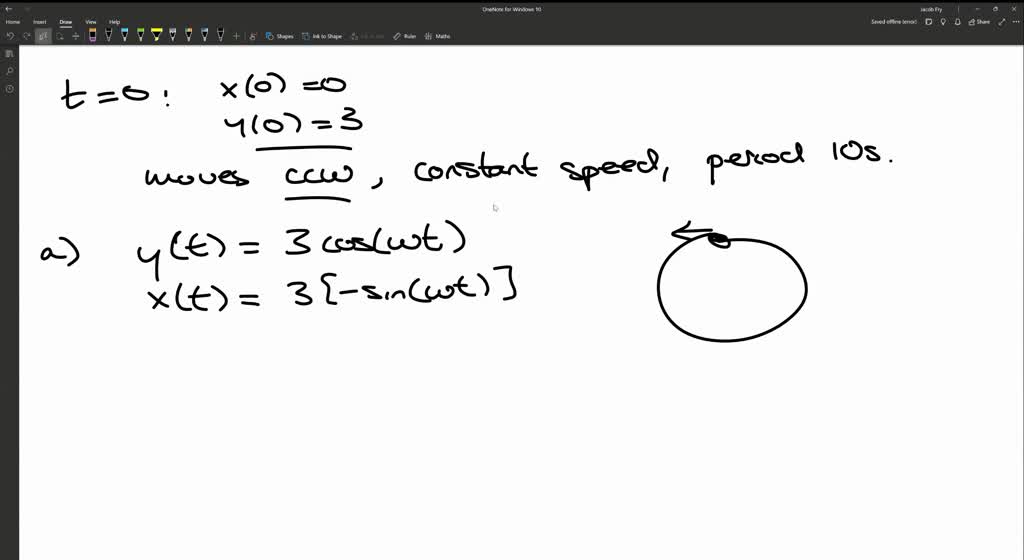 A particle moves on a circle of radius 3 cm, centered at the origin, in the x y-plane ( x and y ...