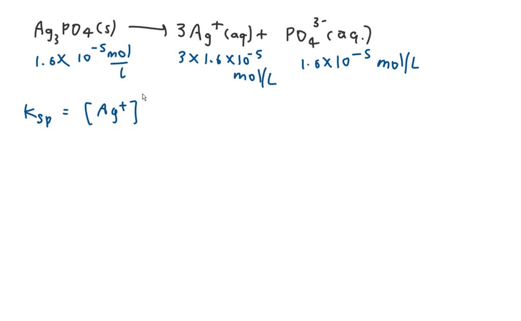 SOLVED: The molar solubility of silver phosphate, Ag3PO4, is 1.6 x 10 ...