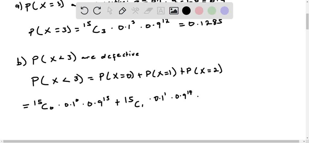 SOLVED: ten percent of the items produced by a machine are defective. out of 15 items chosen at ...