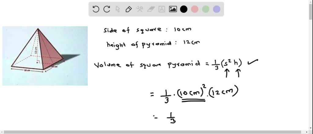 SOLVED: A square based pyramid is shown: Determine the yolume of the ...