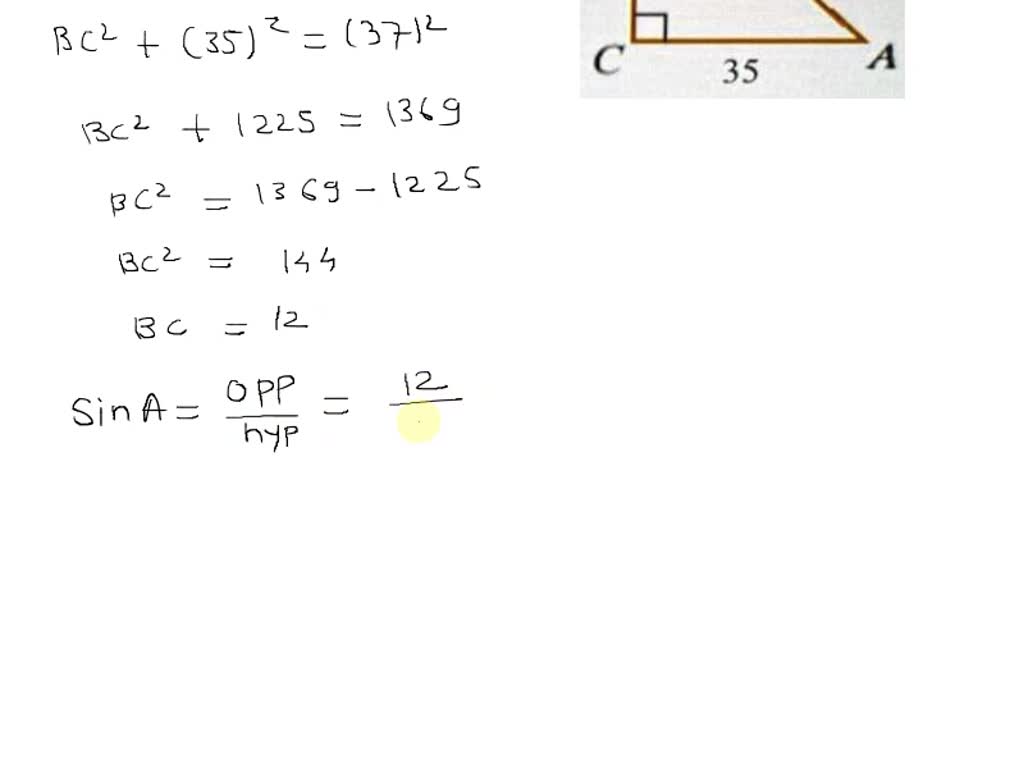 SOLVED: 37 Use the given right triangle to find ratios, in reduced form ...