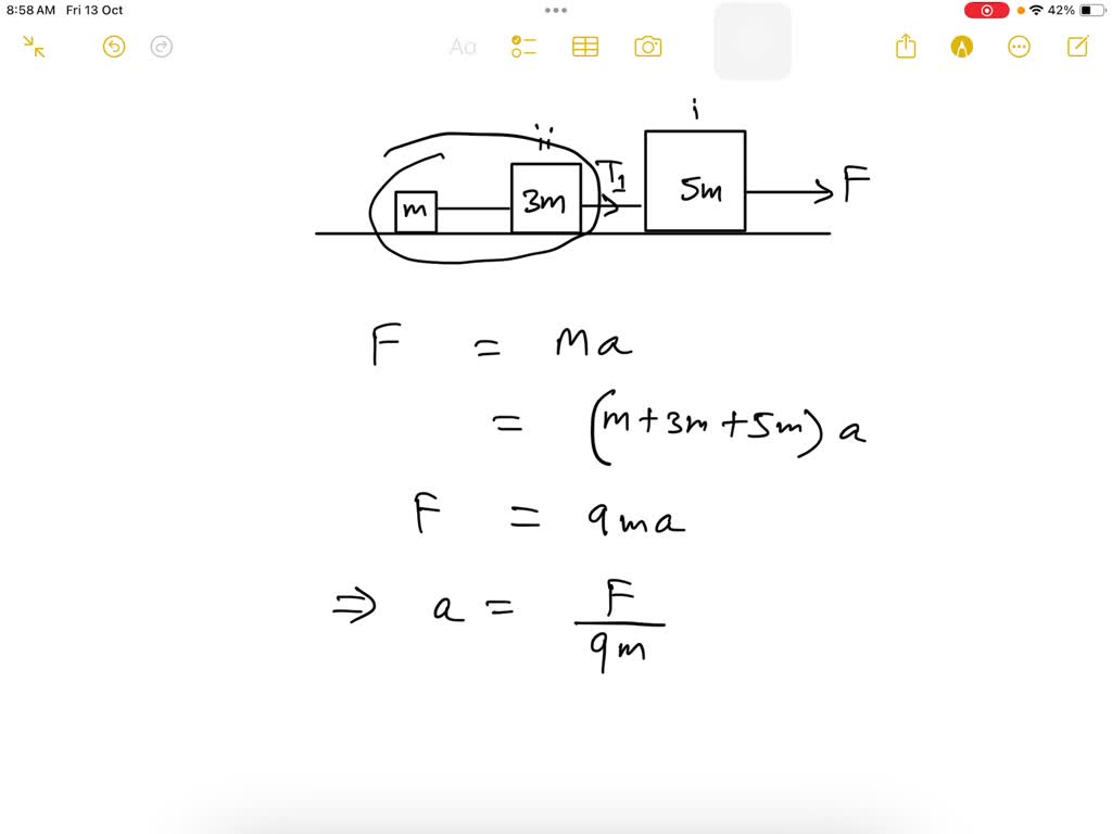 SOLVED: Three blocks, i, ii, and iii, of mass 5m, 3m, and m rest on a level horizontal surface ...