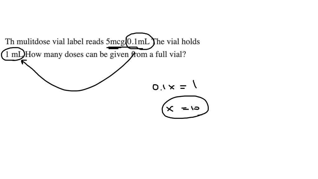 SOLVED: The multidose vial label reads 5 mcg/0.1 mL. The vial holds 1 ... SOLVED: The multidose vial label reads 5 mcg/0.1 mL. The vial holds 1 ...