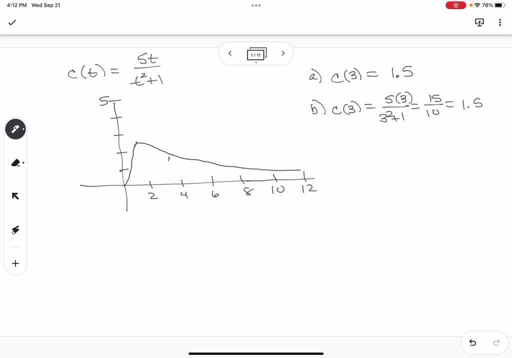 SOLVED: A drug is injected into a patient and the concentration of the ...