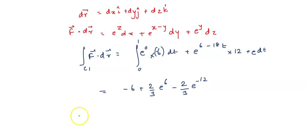 SOLVED: Calculate the line integral of F(x, y, z) = (e^z, e^(-y), e^y ...
