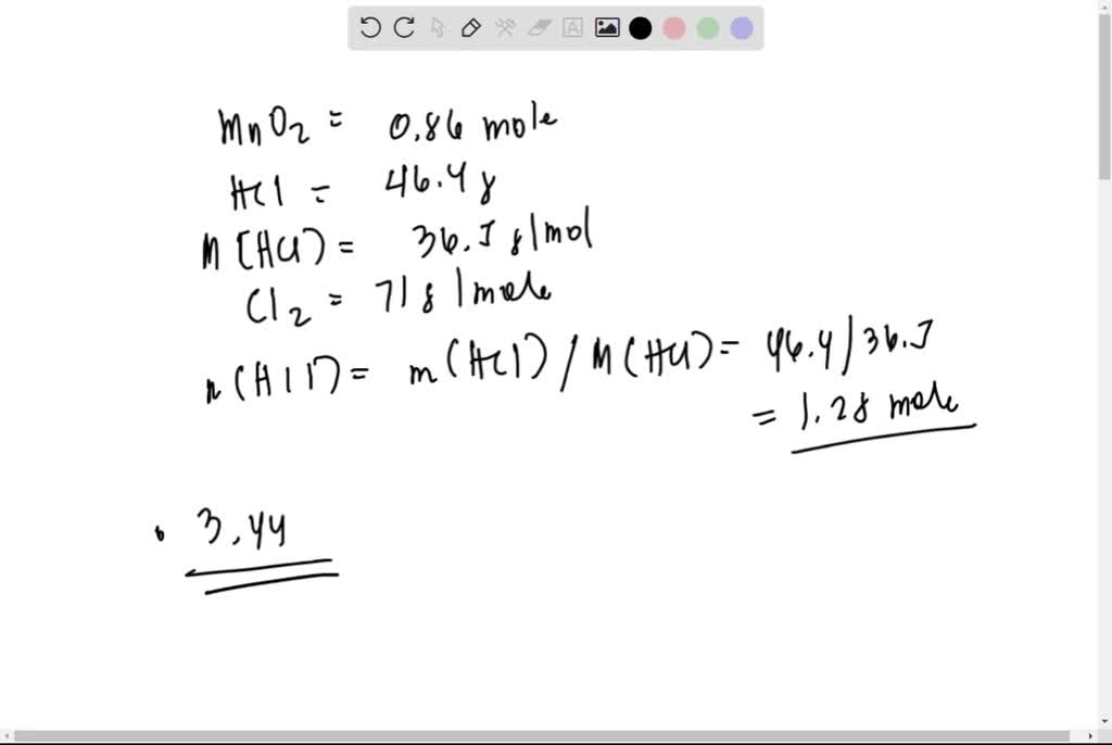 SOLVED: . Considere la reacción entre MnO2 y HCl: MnO2 + 4HCI MnCl2 + Cl2 + 2H2O ¿Cuál es el ...