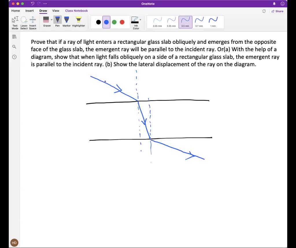SOLVED: Prove that if a ray of light enters a rectangular glass slab ...