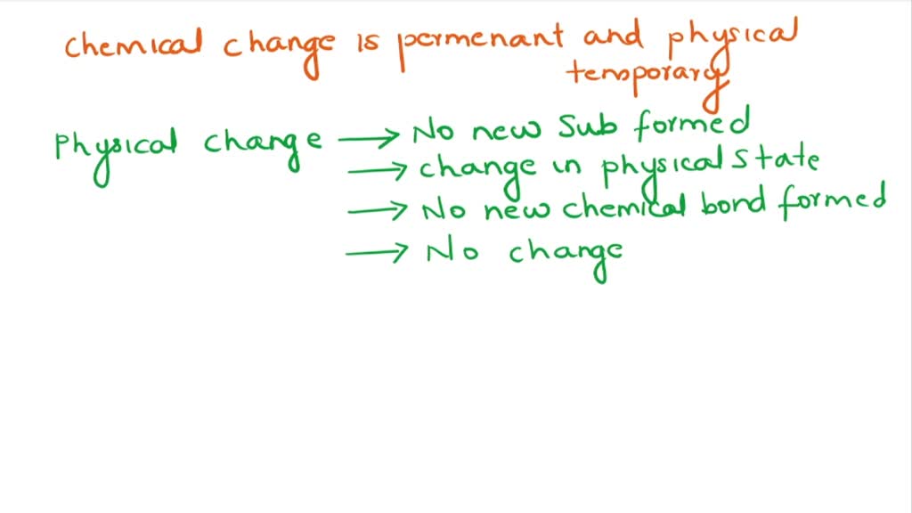 SOLVED: A chemical changes is permanent anf physical change is ...