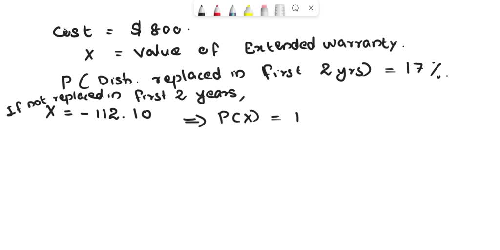 SOLVED: An LG Dishwasher, which costs 800, has a 17% chance of needing ...