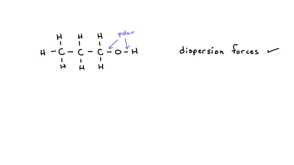 SOLVED: In liquid propanol, CH3CH2CH2OH which intermolecular forces are present? Only dispersion ...
