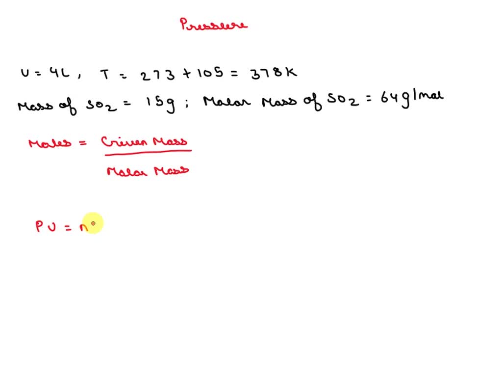 SOLVED: A sample of SO2 gas which weighs 50 grams has a volume of 140 ...