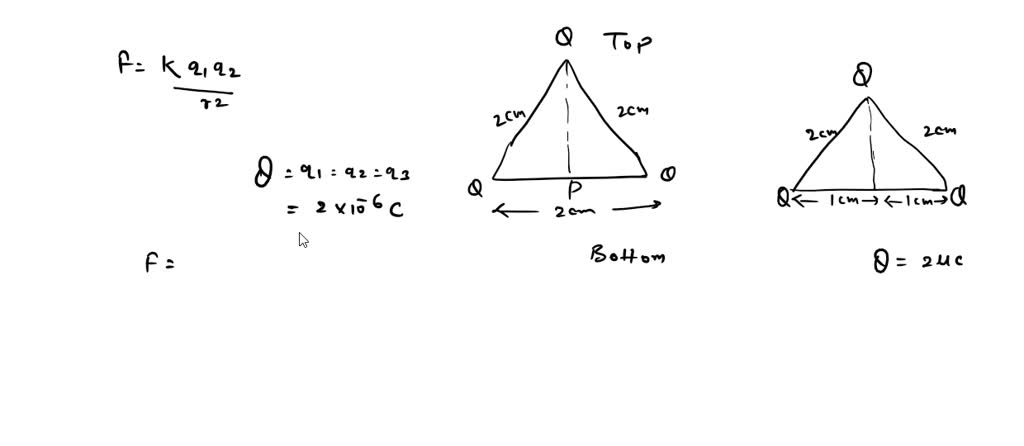 SOLVED: Three point charges each with charge Q = 2 μ𝐶 are placed at the ...