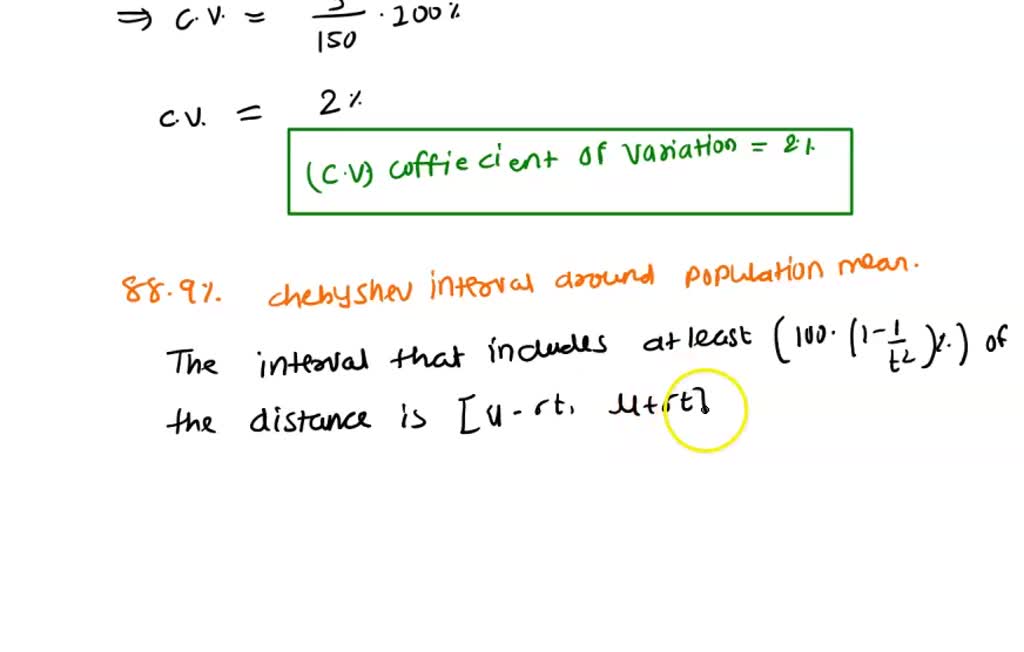 SOLVED: Consider population data with 150 and = 3. Compute the coefficient of variation: (b ...