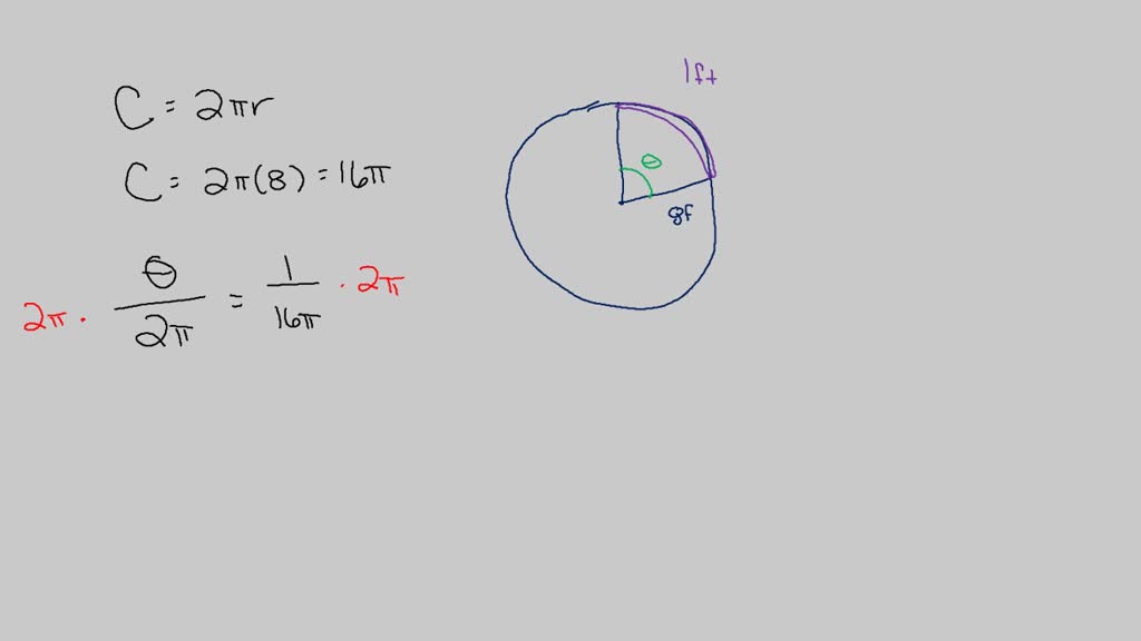 SOLVED: On a circle of radius 8 feet, what angle would subtend an arc ...