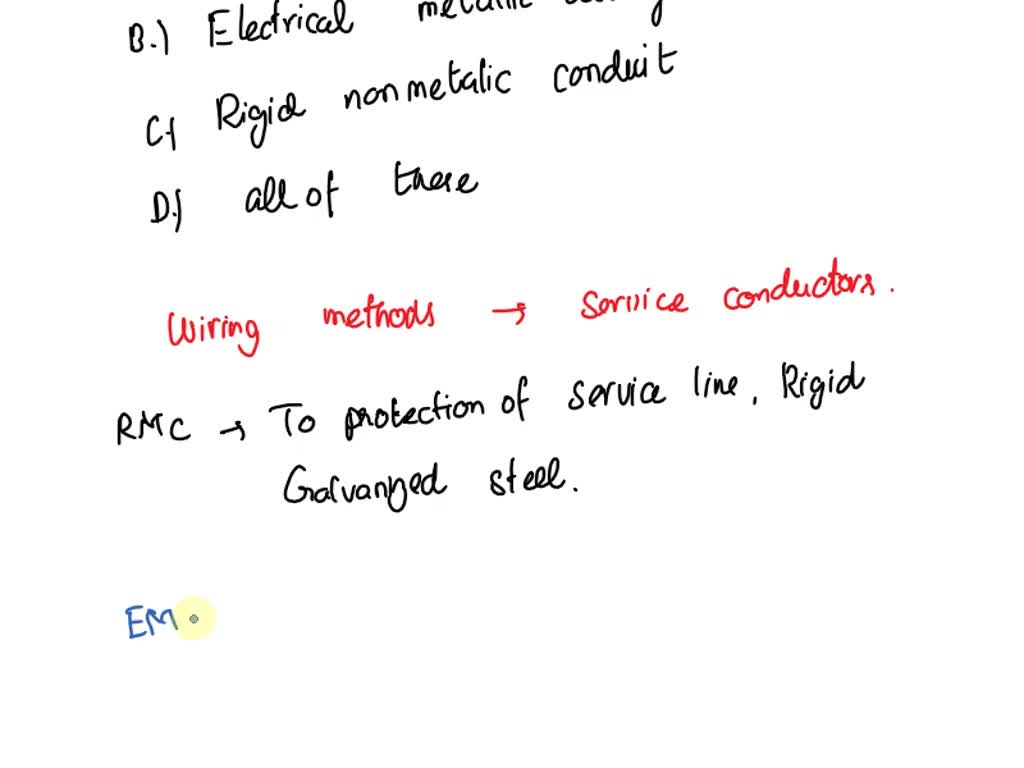 SOLVED: Wiring methods permitted for service conductors include. A ...