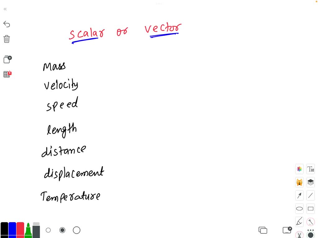 SOLVED: identify the following a scalar or vector quantities -mass ...