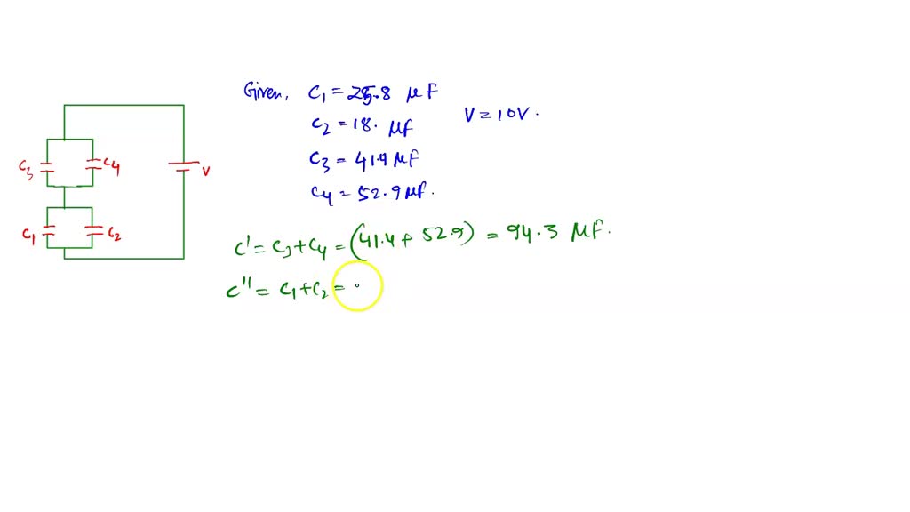 SOLVED: The capacitors in the circuit shown in the figure have capacitances C1 = 25.8 pF, C2 ...