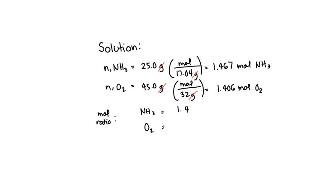 SOLVED: If 25.0 g of NH3 and 45.0 g of O2 react in the following reaction, how many grams of NO ...